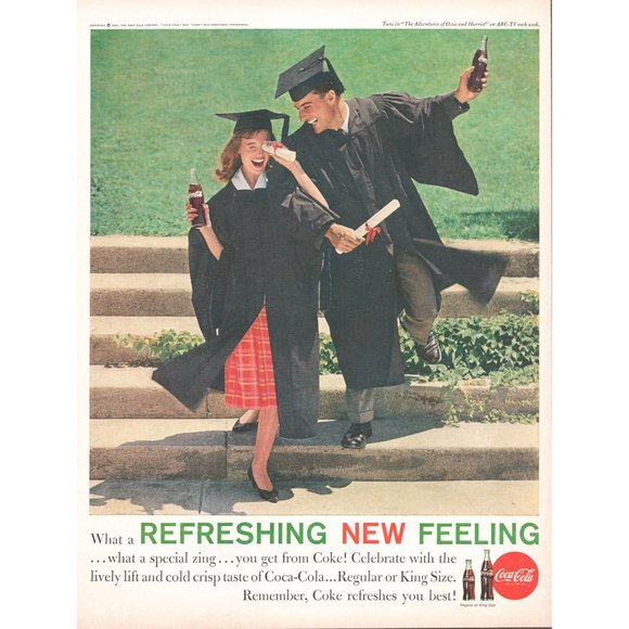 Coca Cola | Art | 961 Coca Cola Coke Graduation Graduates Vintage Print ...